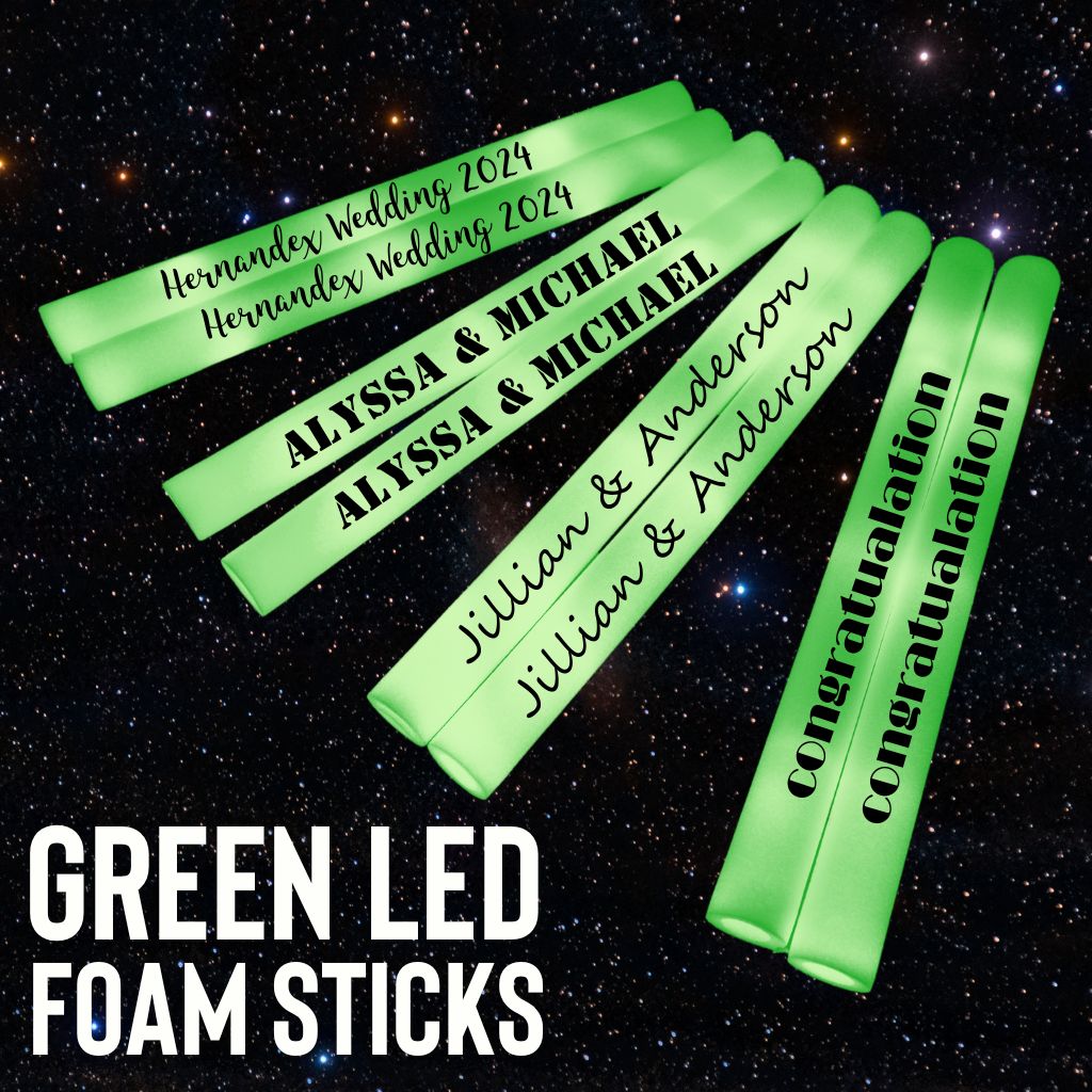 Green LED Foam Sticks – Custom Glow Party