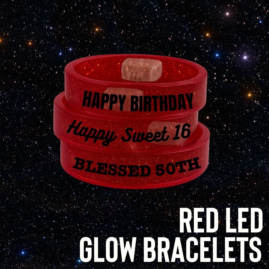 Red LED Glow Bracelets – Custom Glow Party
