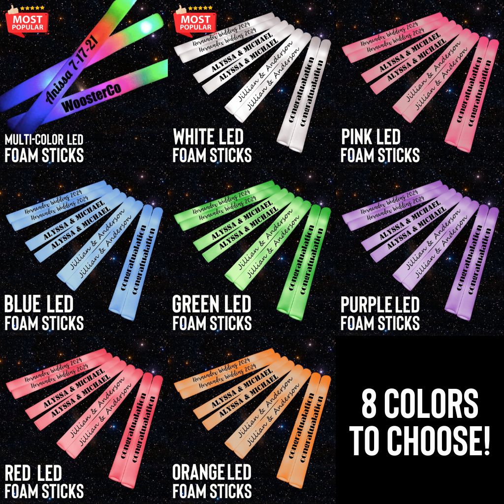 Multi-Color LED Foam Sticks – Custom Glow Party